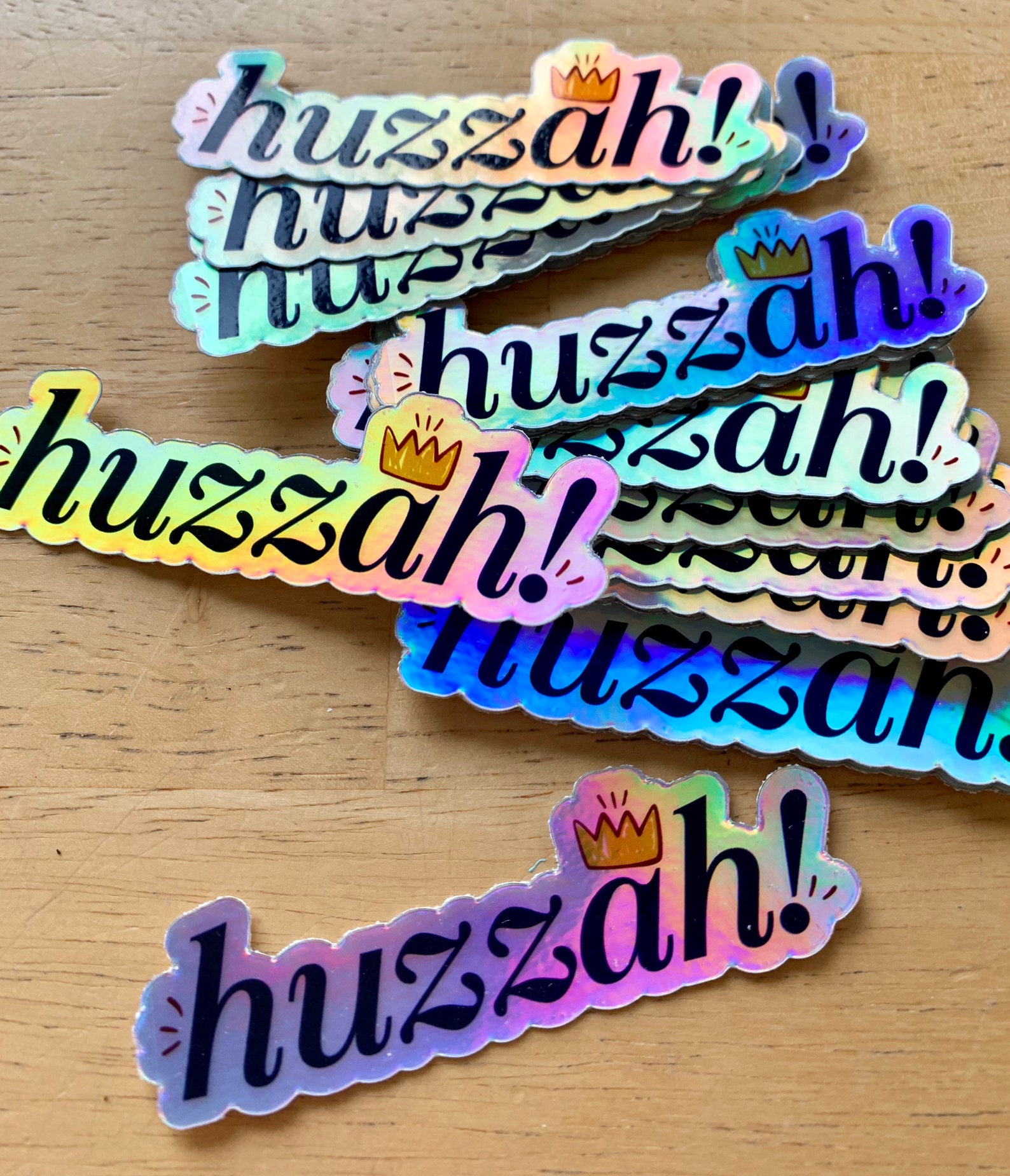 Huzzah Holographic Sticker | Etsy