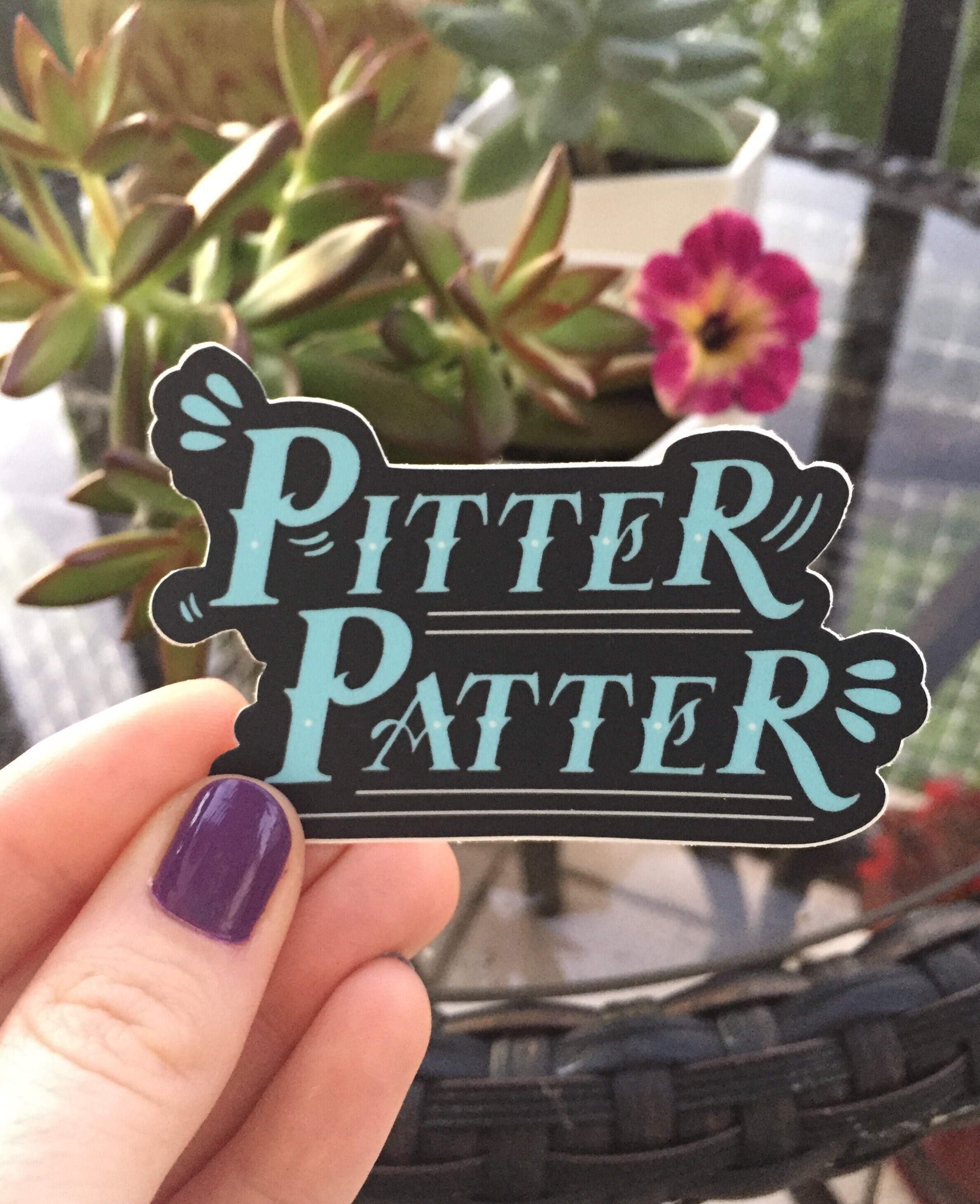 Pitter Patter Blue Typography Sticker - Etsy