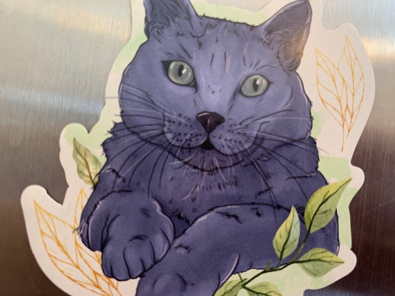 Grey Cat MAGNET Chonky Russian Blue Cat Magnet - Etsy