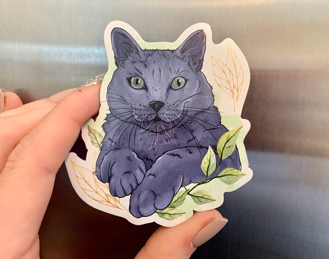 Grey Cat MAGNET Chonky Russian Blue Cat Magnet - Etsy