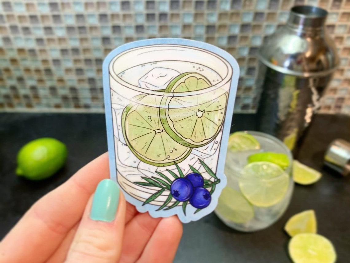 Gin & Tonic STICKER Original Procreate Drawing on Waterproof - Etsy