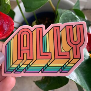 Ally - Rainbow Pride Retro Font Sticker - Etsy