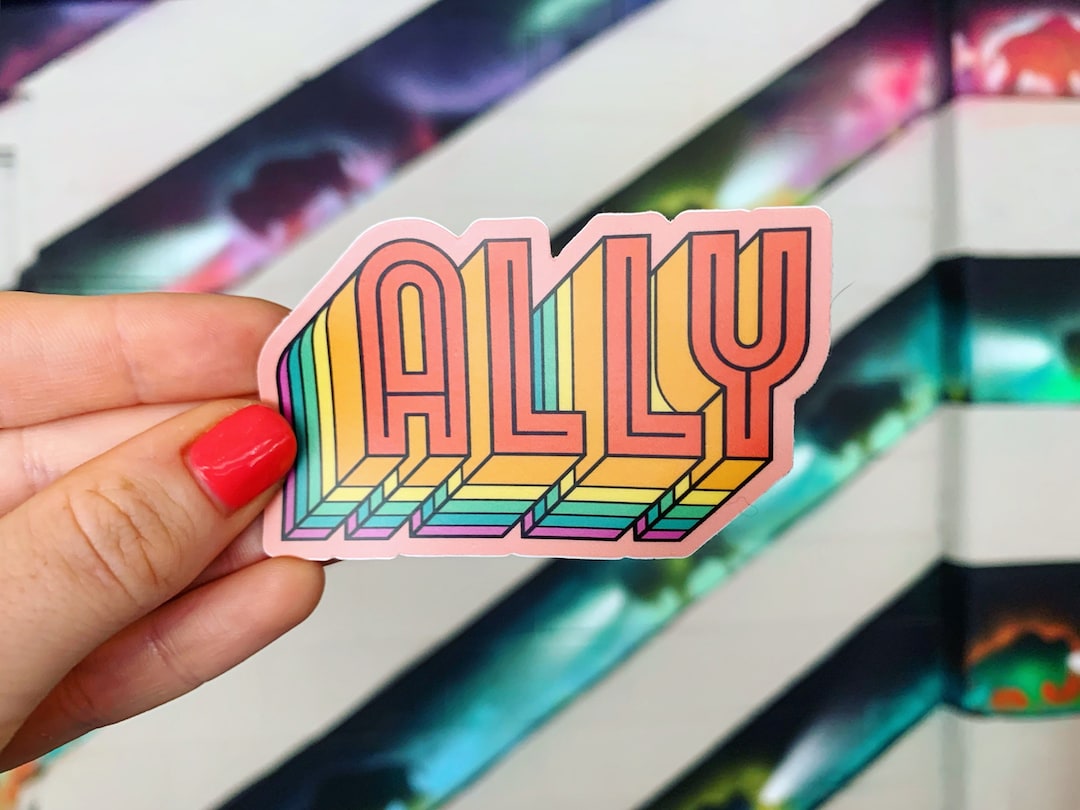 Ally - Rainbow Pride Retro Font Sticker - Etsy