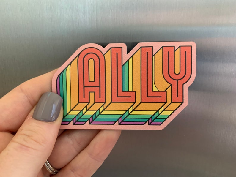 Ally - Rainbow Pride Retro Font MAGNET - Etsy