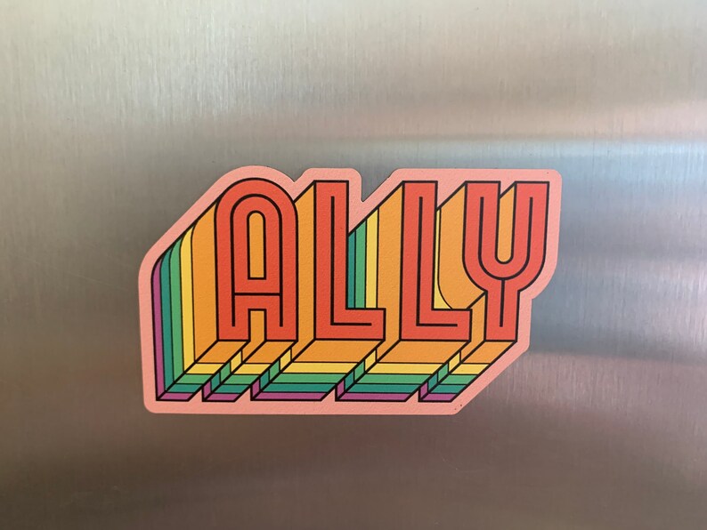 Ally - Rainbow Pride Retro Font MAGNET - Etsy