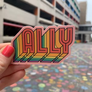 Ally - Rainbow Pride Retro Font Sticker - Etsy