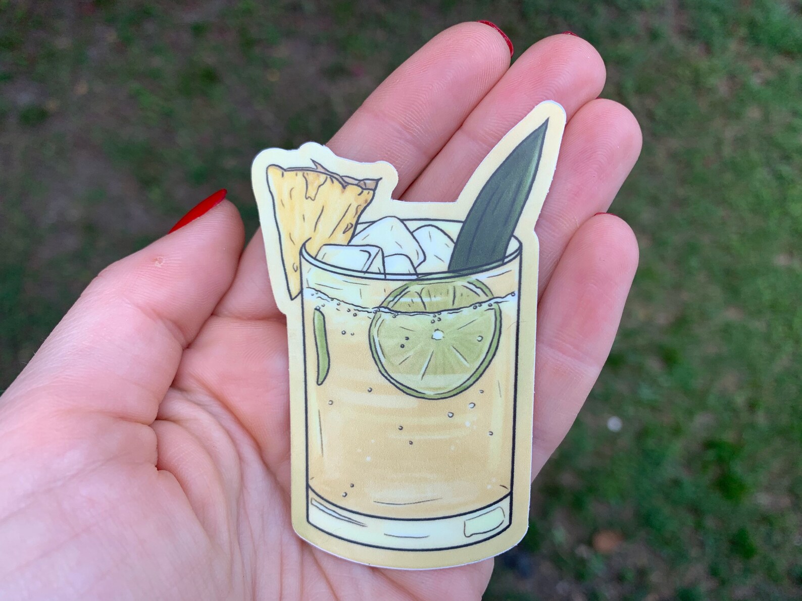 Pineapple & Rum Cocktail STICKER Original Procreate Drawing | Etsy