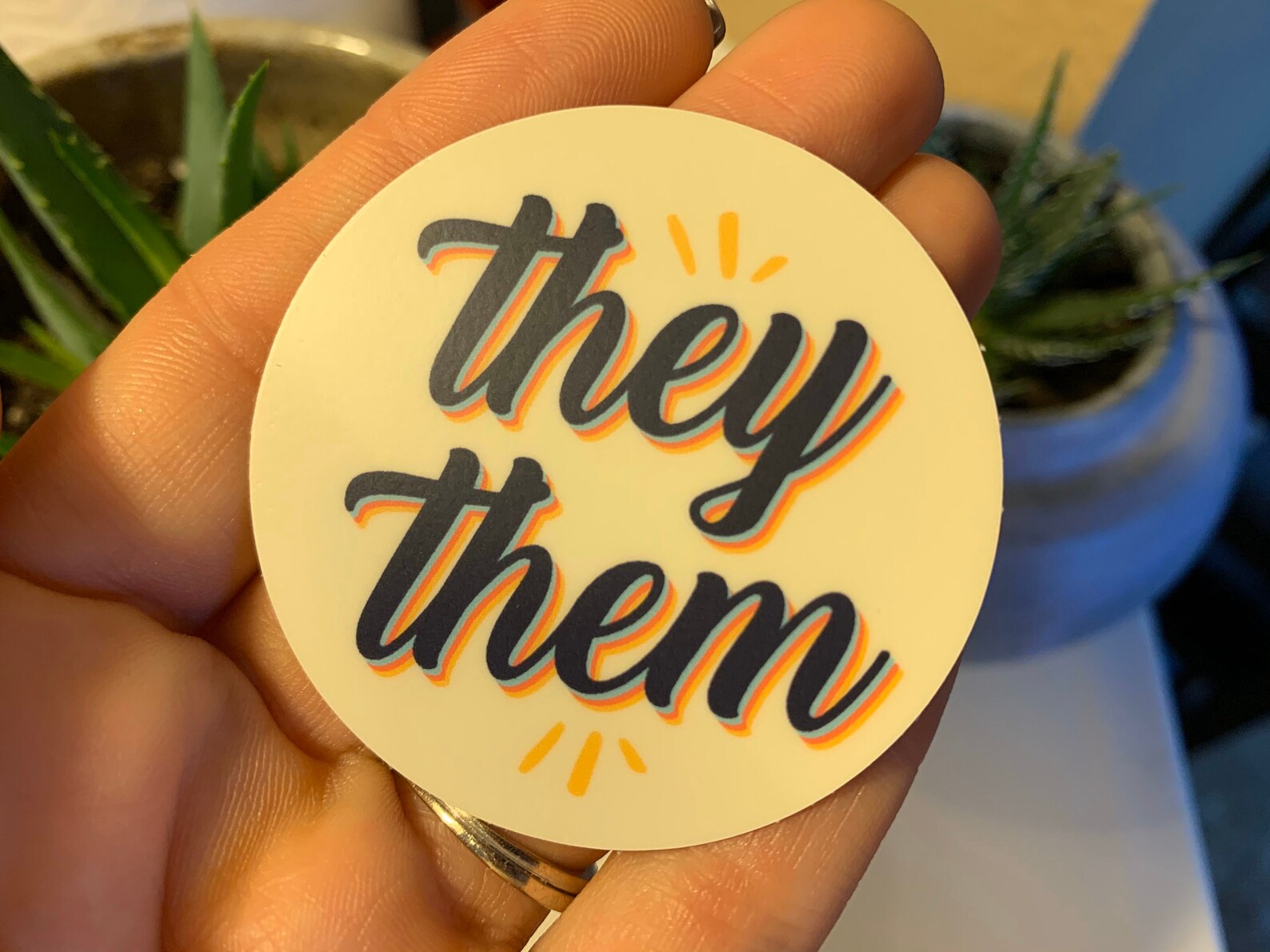 They/them Pronoun Sticker | 2" Diameter, Vinyl, Waterproof - Etsy