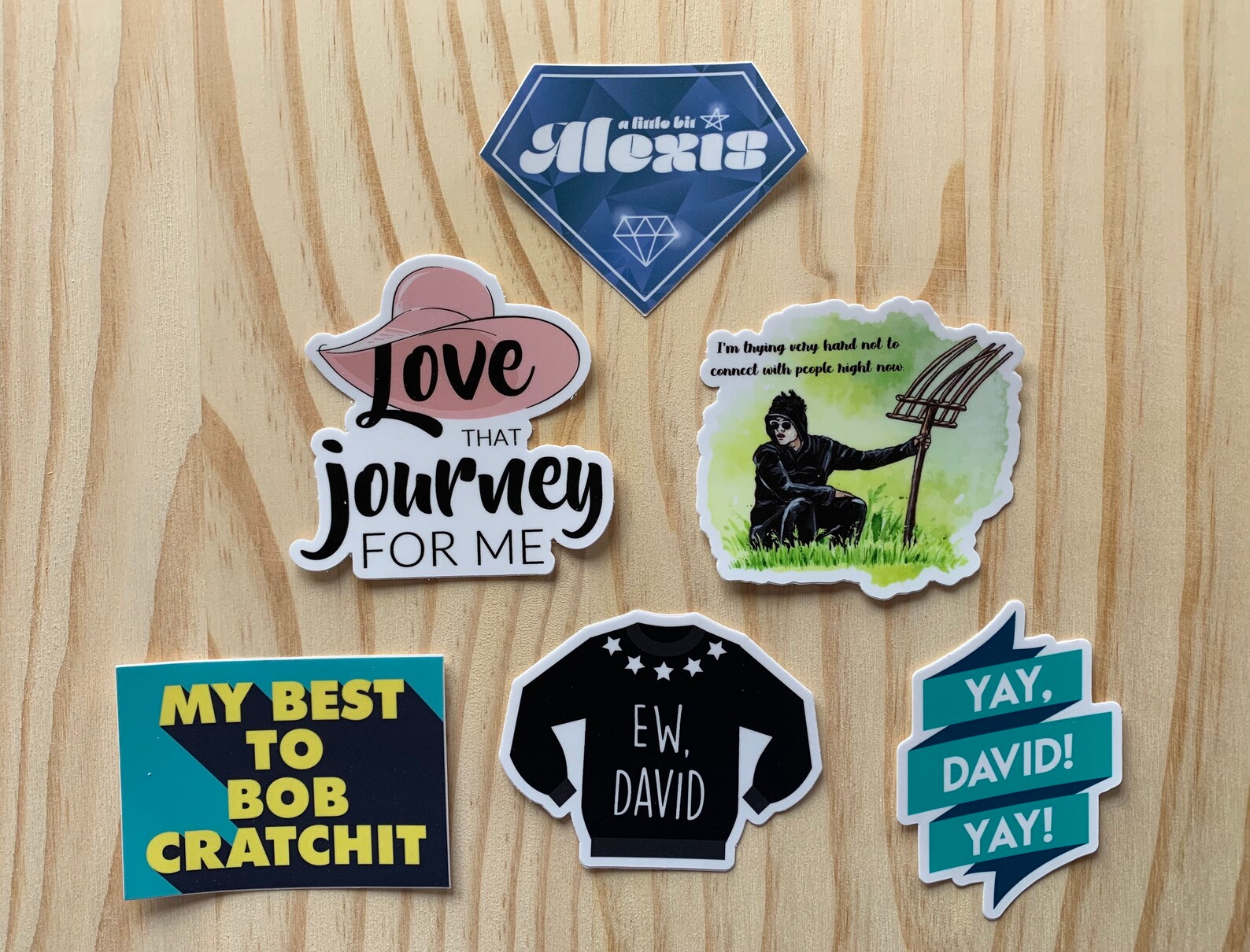 6-pack Sticker Bundle (ew, David Sweater, Love That Journey for Me, Yay ...