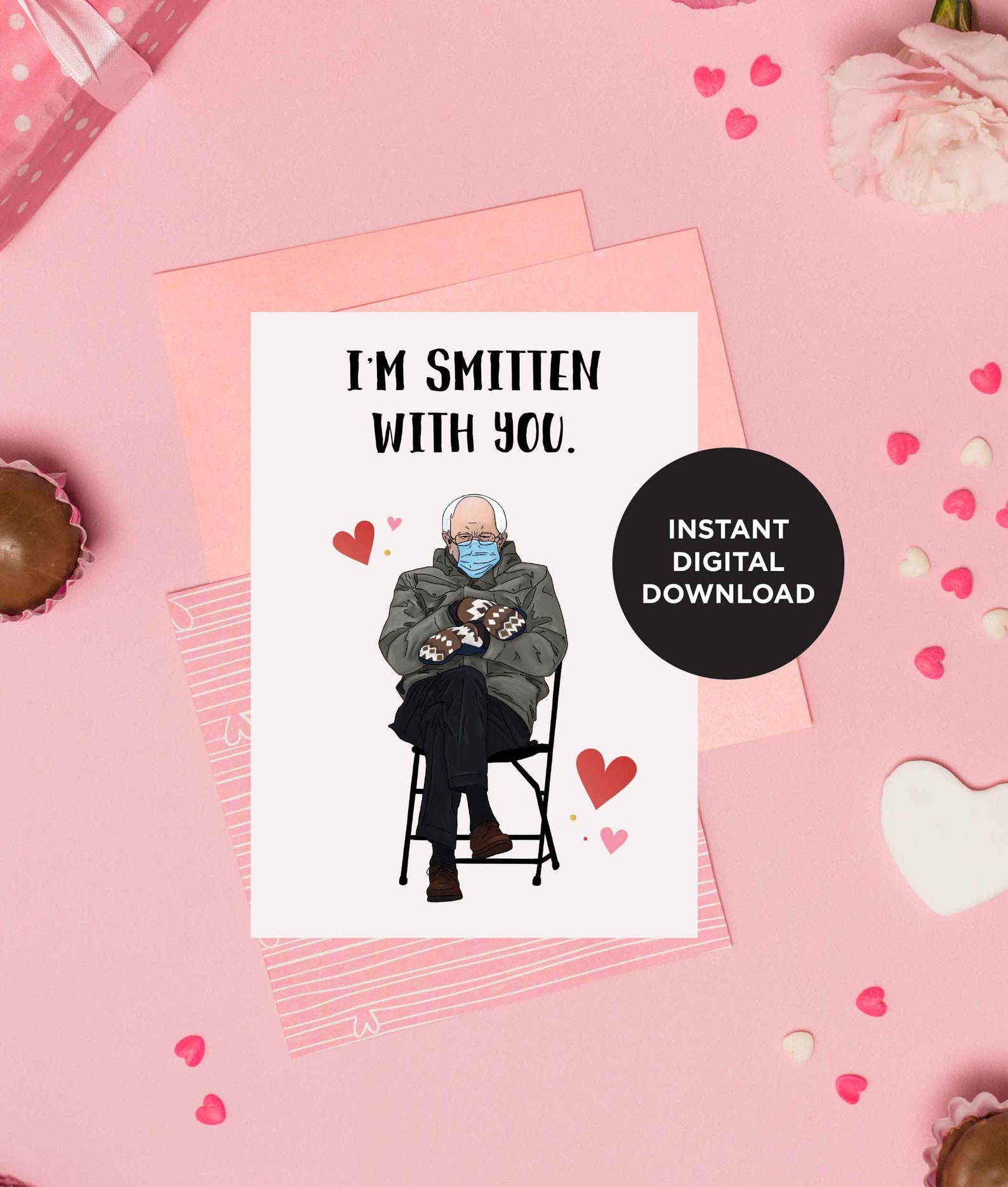 I'm Smitten With You - Bernie With Mittens Valentine's Day Card ...