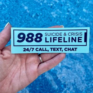 LARGE New 988 Suicide & Crisis Lifeline MAGNET| 5” X 1.49” | Mental ...
