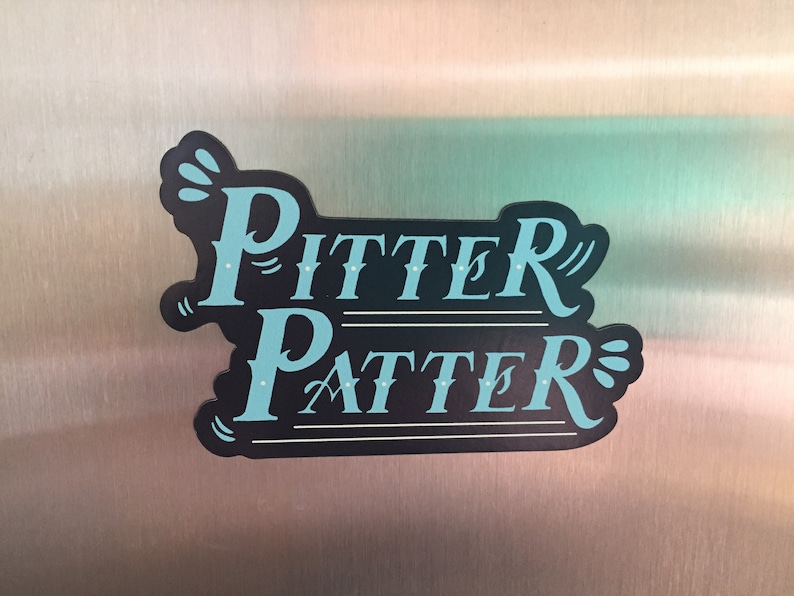 Pitter Patter Blue Typography Magnet | Etsy