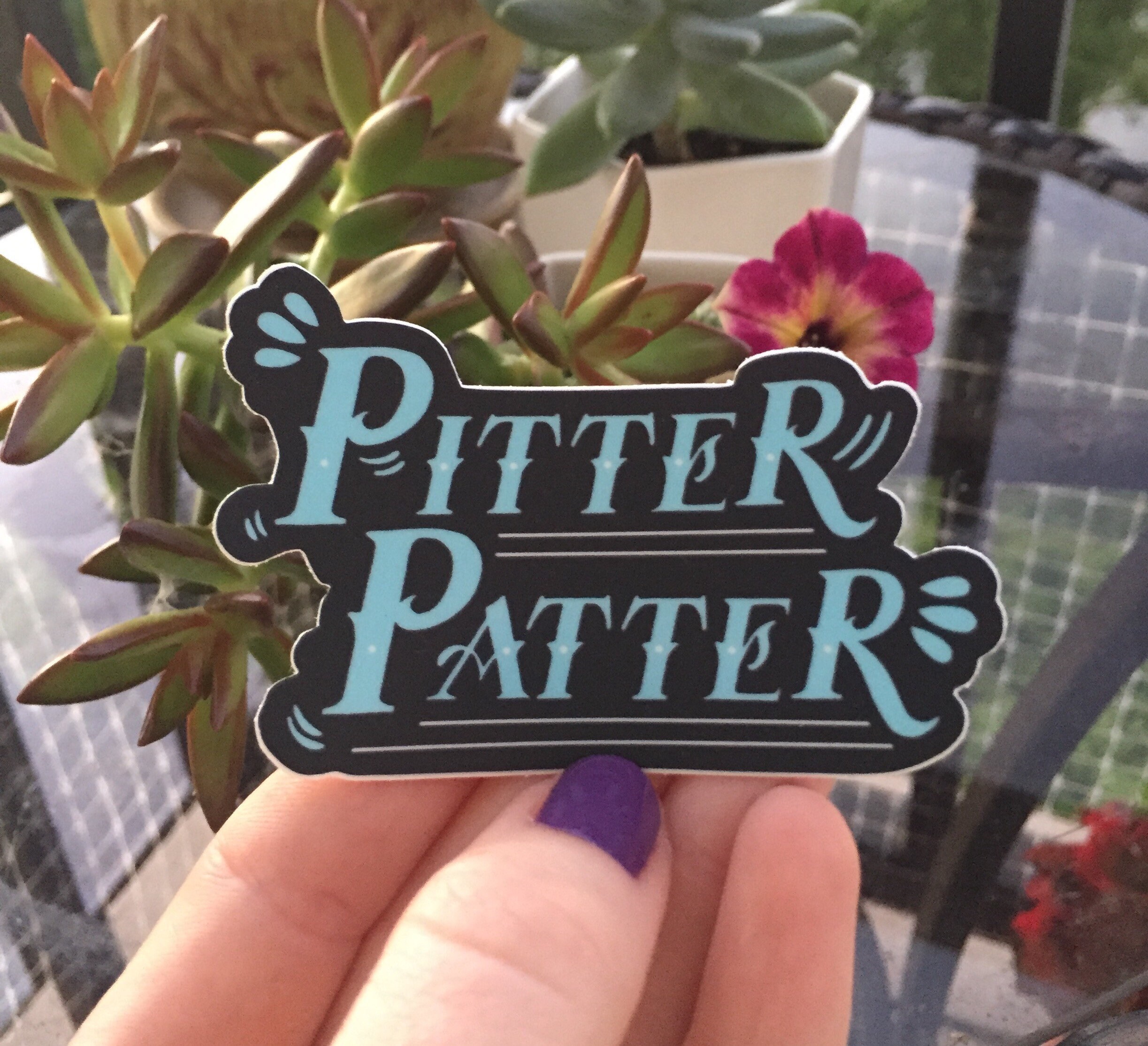 Pitter Patter Blue Typography Sticker - Etsy