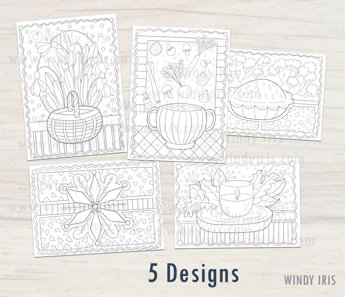 Keeping Cozy Winter Coloring Pages PDF, Mini Coloring Book, Winter ...