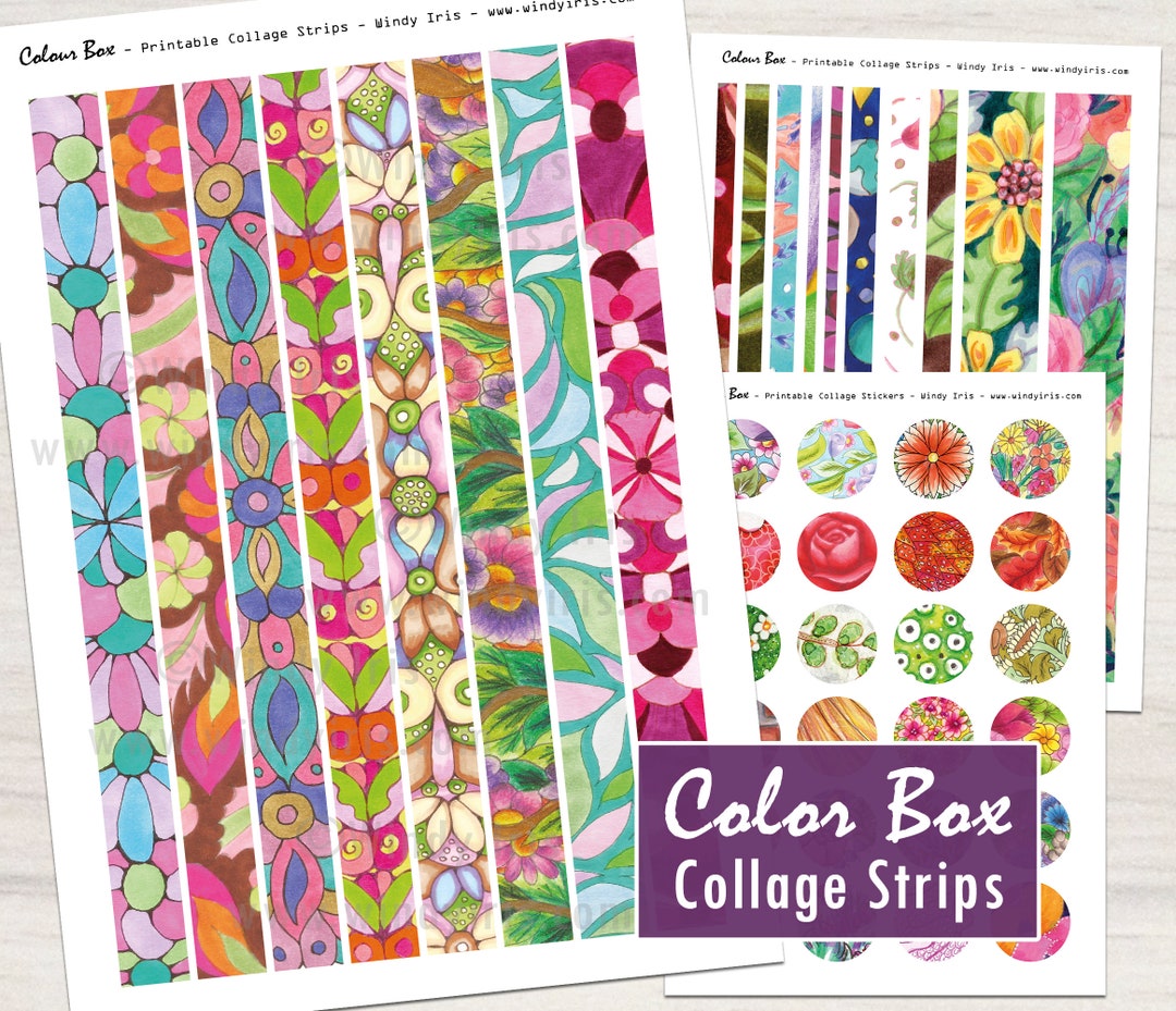 Printable Washi Strips PDF, Printable Collage Strips of 18 Garden Paper ...