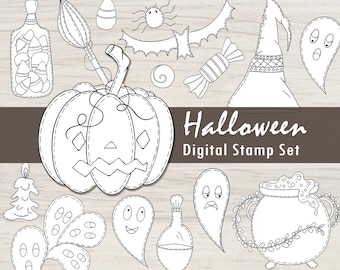 Halloween Digi Stamp - Etsy