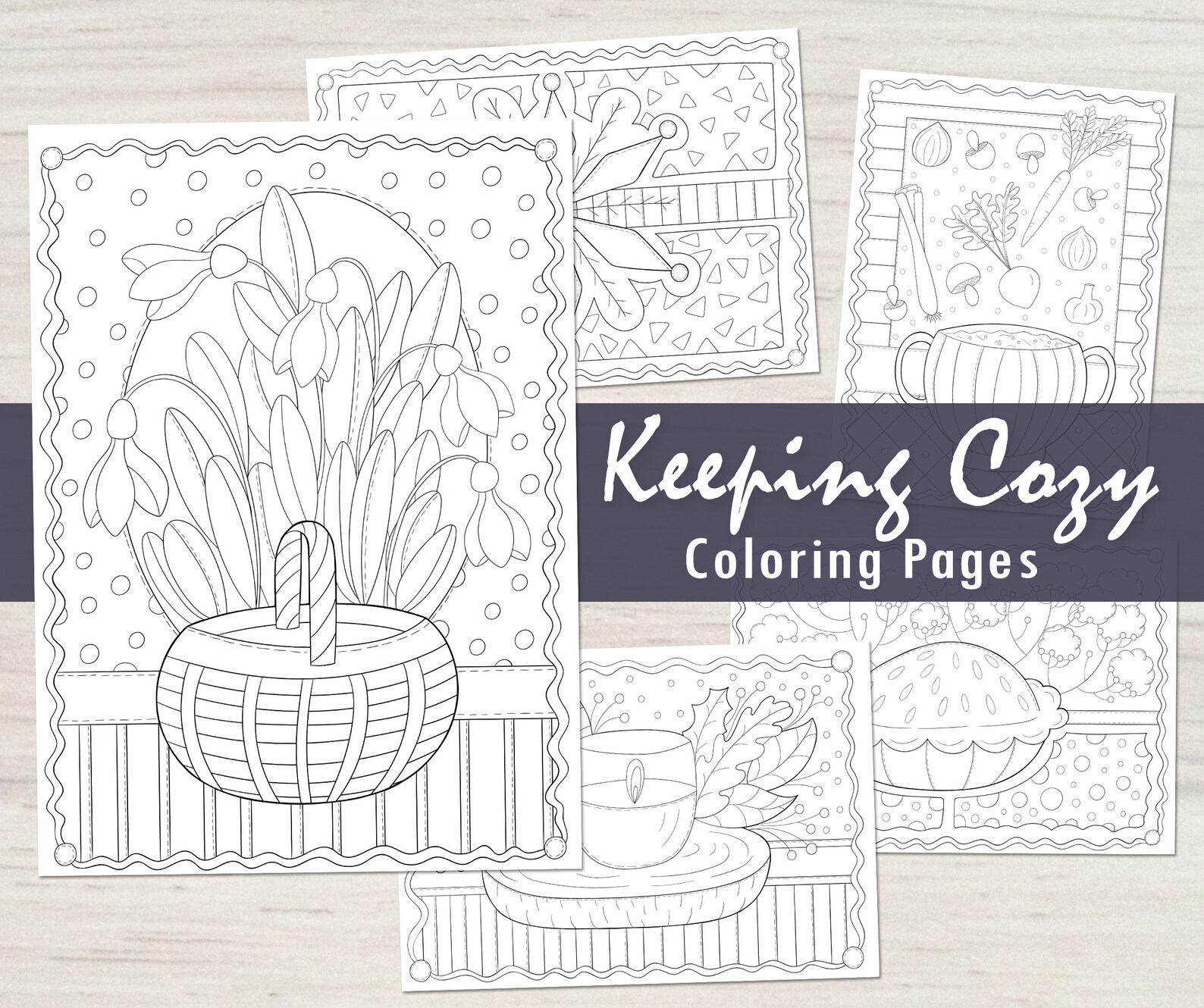 Keeping Cozy Winter Coloring Pages PDF, Mini Coloring Book, Winter ...