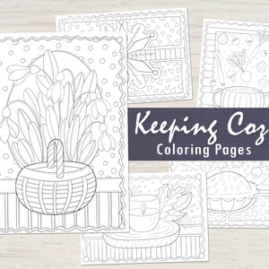 Keeping Cozy Winter Coloring Pages PDF, Mini Coloring Book, Winter ...