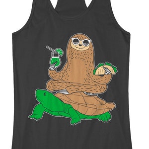 Sloth Riding Turtle Women's Racerback Tank Top - Burnout Racerback Tank ...