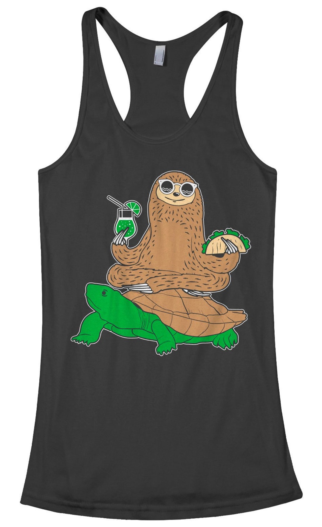 Sloth Riding Turtle Women's Racerback Tank Top - Burnout Racerback Tank ...