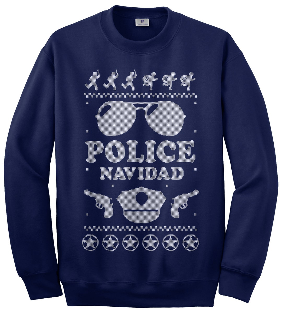 Police Navidad Ugly Christmas Sweater Unisex Adult Crew Neck Sweatshirt ...