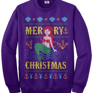 Merry Christmas Mermaid Ugly Christmas Sweater Unisex Youth Sweatshirt ...