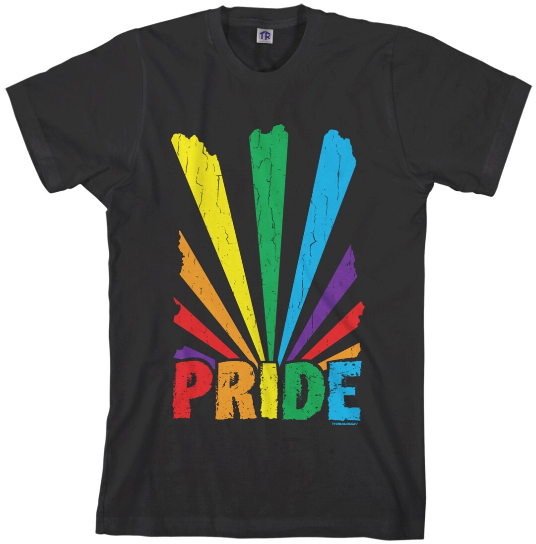 Gay Pride Rainbow Sunray Men's T-shirt Proud LGBT Lesbian Bisexual ...