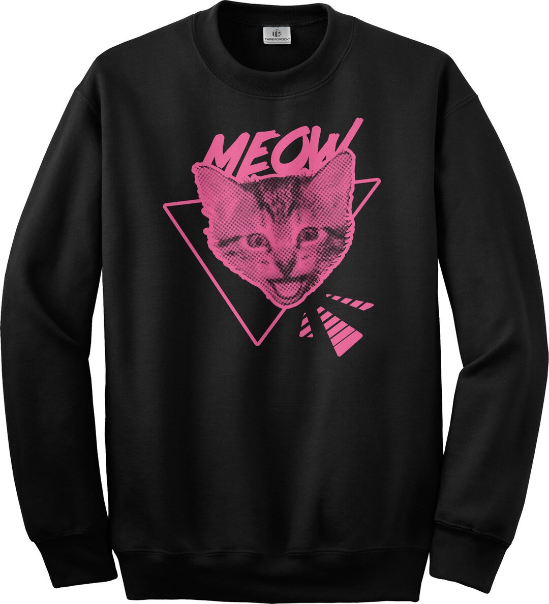 80's Neon Cat Funny 1980s Cat Lover Unisex Adult Crew - Etsy