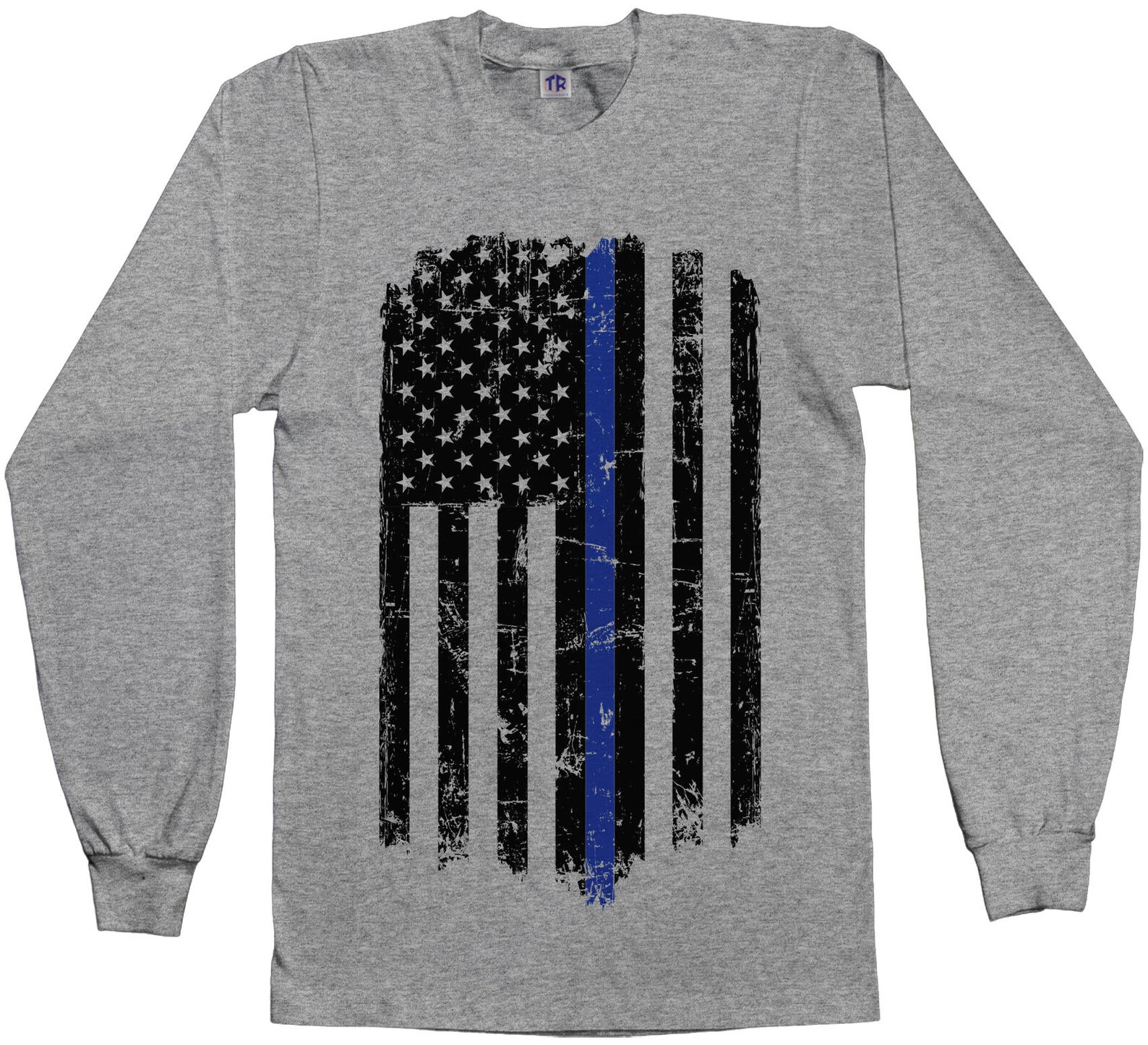 Thin Blue Line American Flag Mens Long Sleeve T Shirt Etsy