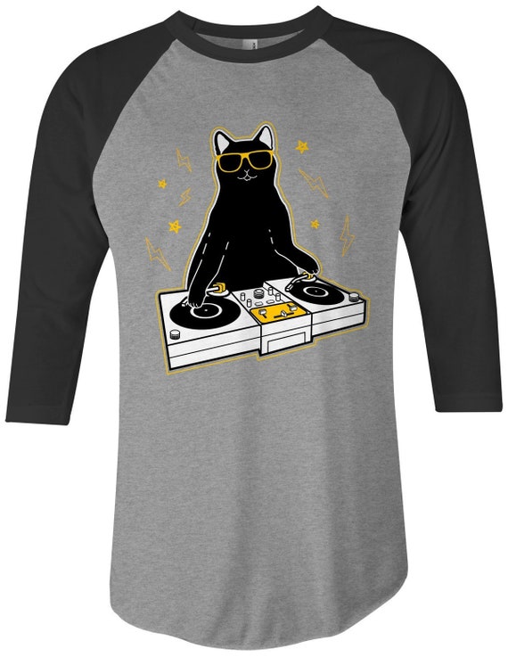 Cat DJ Unisex Adult Raglan T-Shirt | Etsy