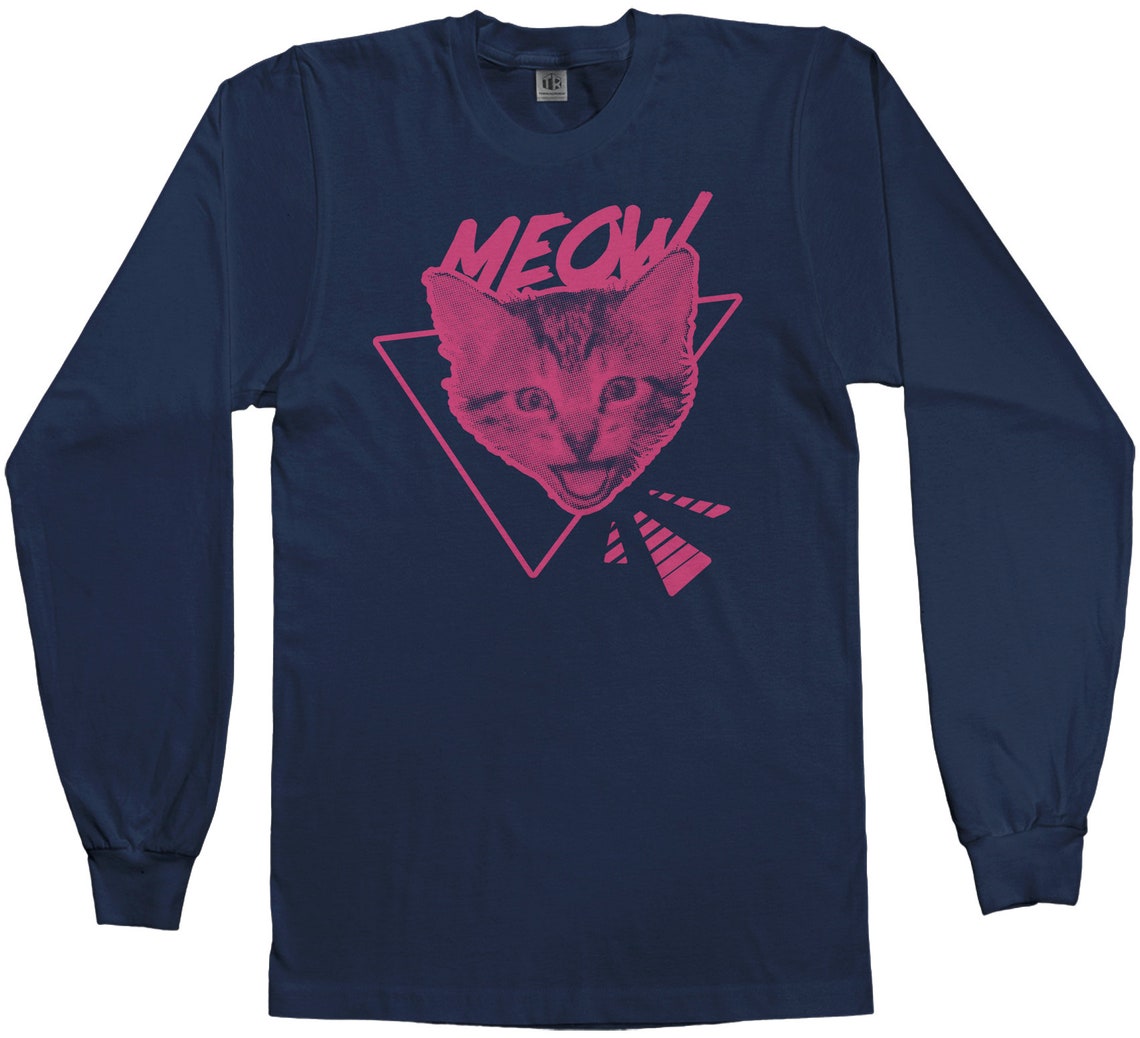 80's Neon Cat Funny 1980s Cat Lover Men's Long - Etsy