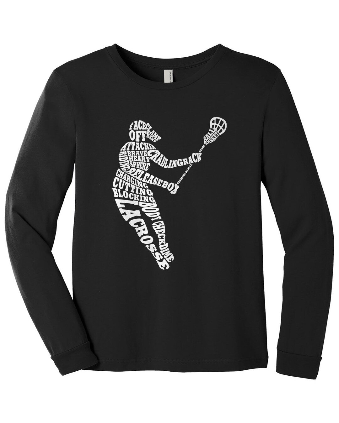 Girls Lacrosse Player Typography - Kids' Youth Long Sleeve T-shirt - Etsy