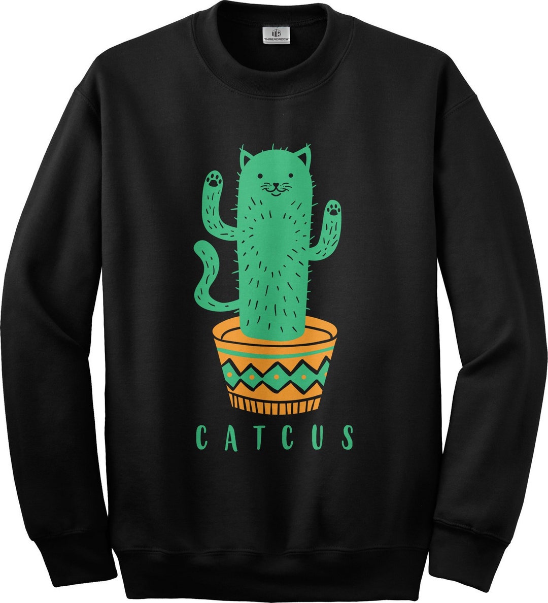 Catcus Cat Cactus Plant Unisex Adult Crew Neck Sweatshirt - Etsy