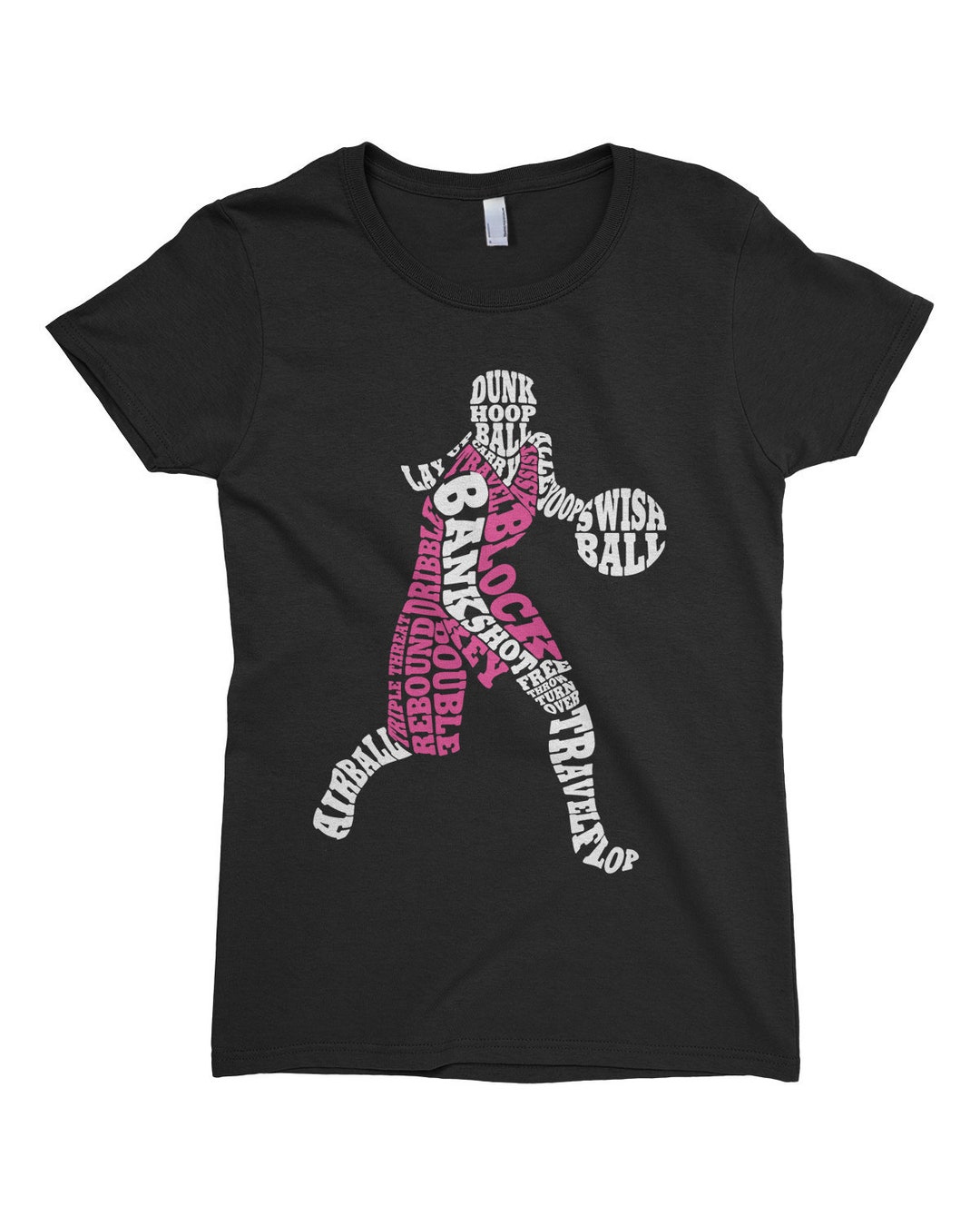 Girls Basketball Player Typography - Children's Youth Girls' Fitted T ...