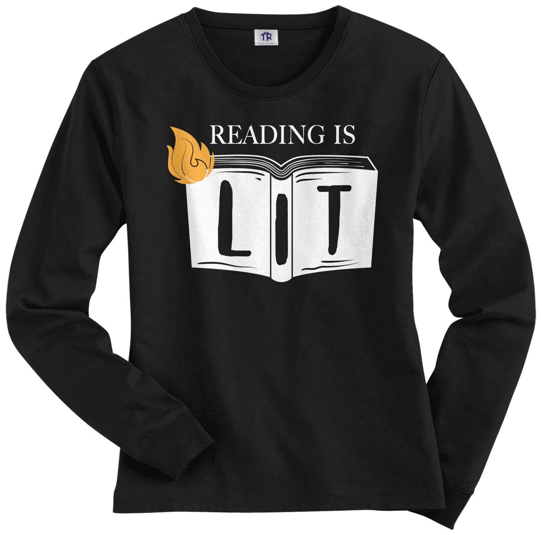 Reading is Lit Women's Long Sleeve T-shirt - Raw-edge Raglan - Short ...