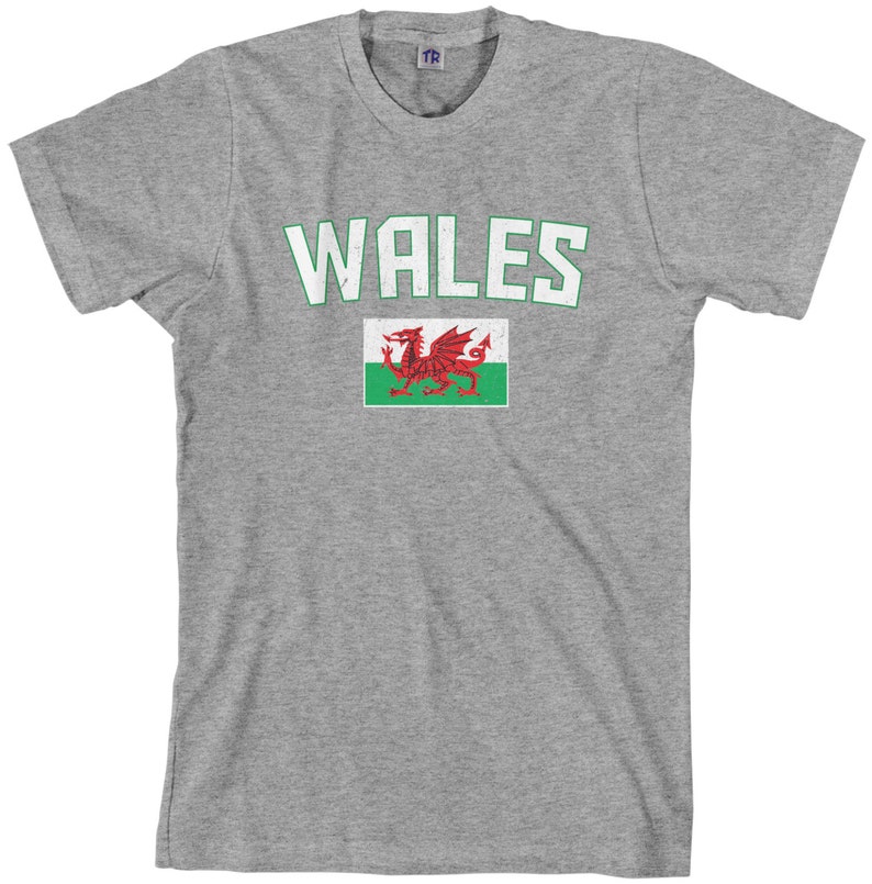 Wales Flag Men's T-shirt Welsh National Team European United Kingdom ...