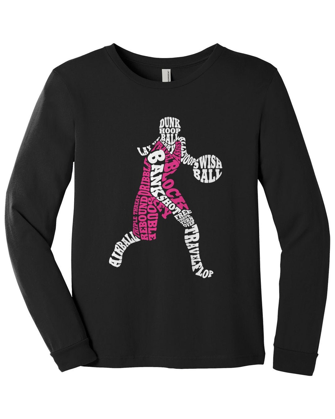 Girls Basketball Player Typography - Kids' Youth Long Sleeve T-shirt - Etsy