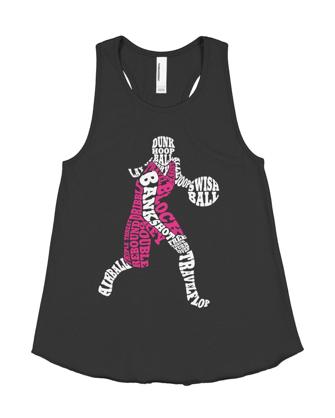 Girls Basketball Player Typography - Children's Youth Girls' Racerback ...