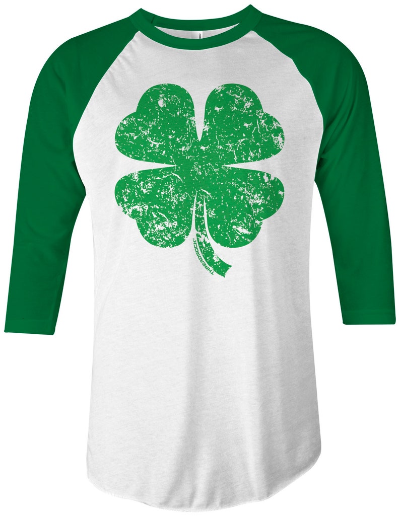 Distressed Green Four Leaf Clover Unisex Adult Raglan T-shirt - Etsy