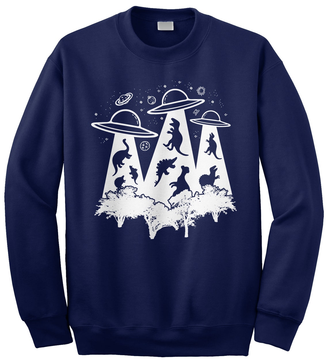 Dinosaur Alien Abduction Unisex Adult Crew Neck Sweatshirt or Pullover ...