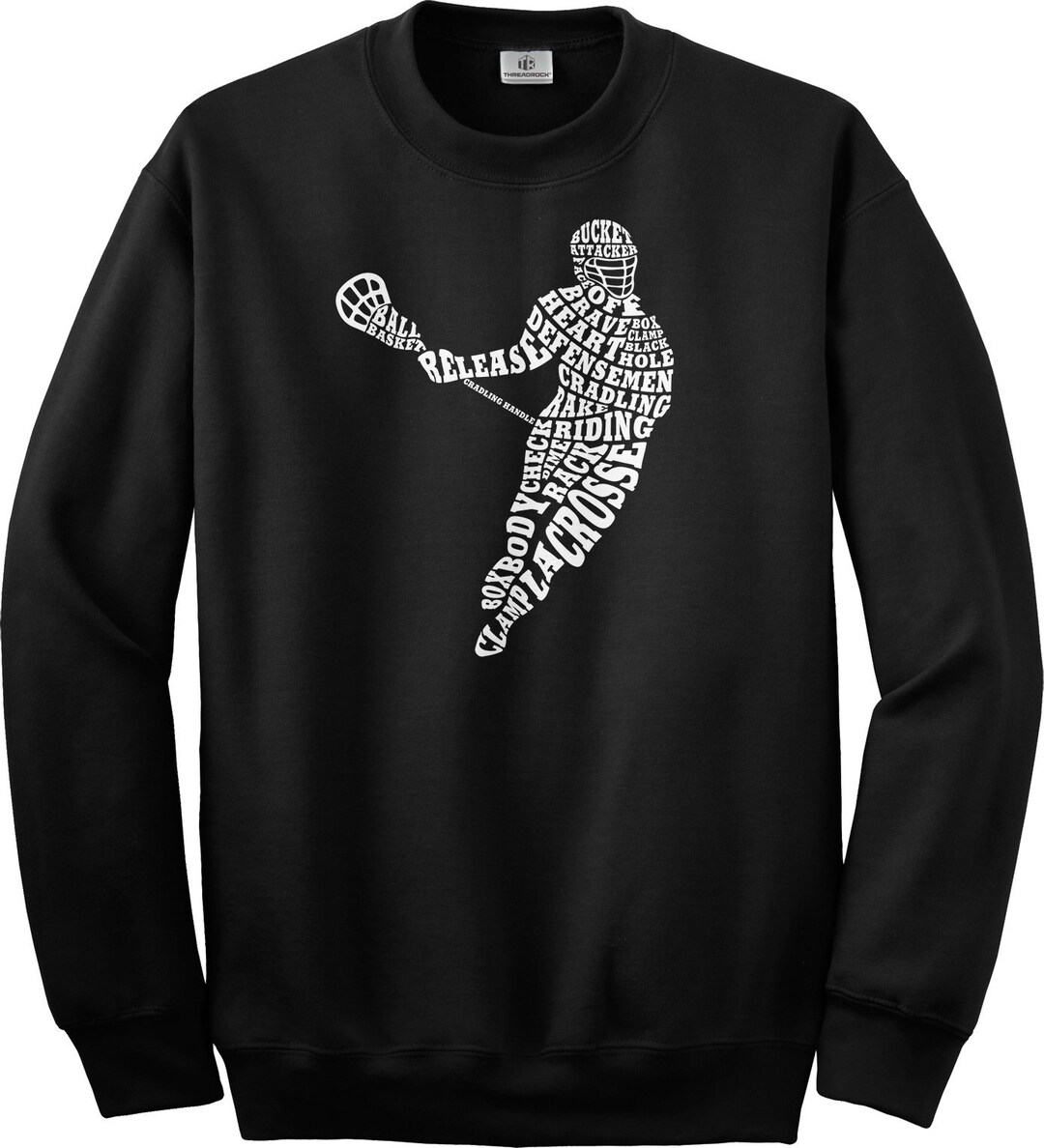 Men's Lacrosse Player Typography - Unisex Adult Crew Neck Sweatshirt or ...