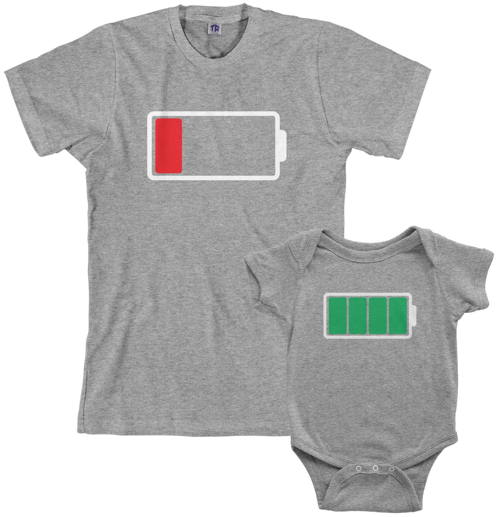 Full and Low Battery Men's T-shirt and Infant Bodysuit Dad and Baby ...