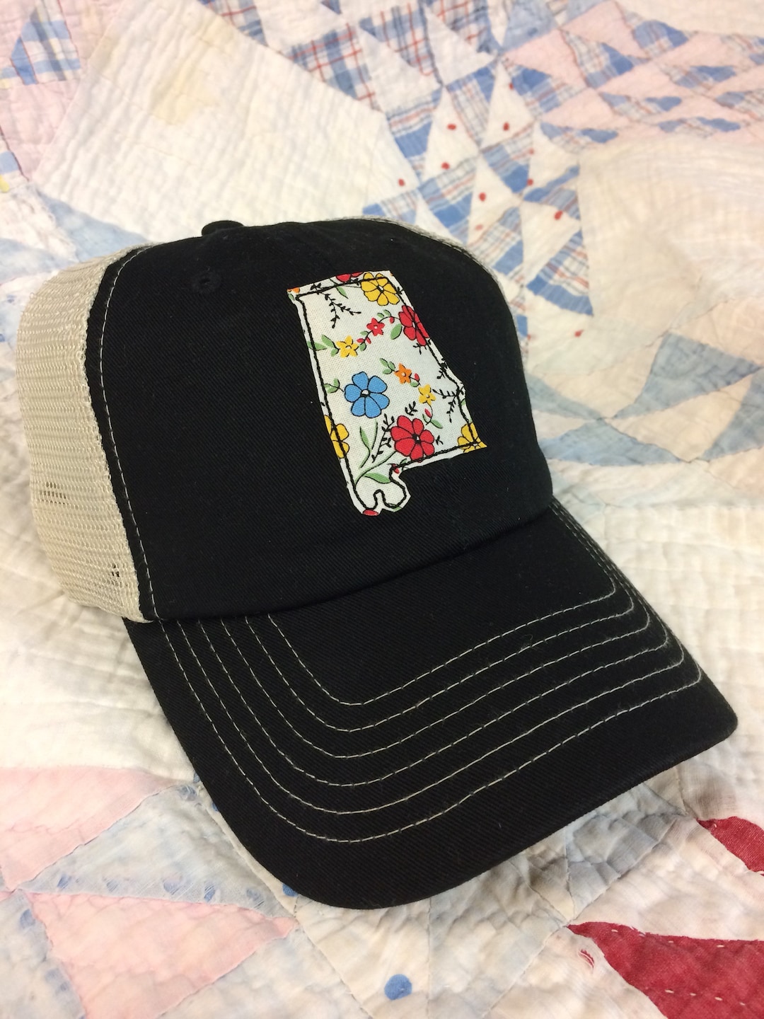 Alabama Cap State Pride Alabama Appliquéd Hat Floral Fabric Appliqué - Etsy