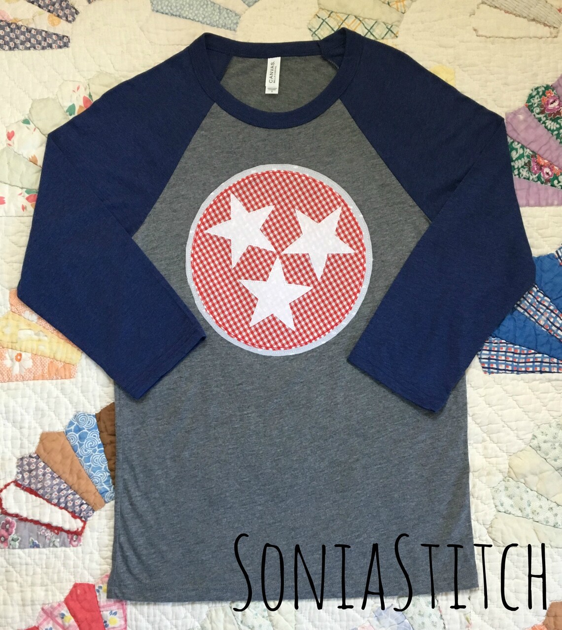 Tennessee Tri-star Baseball Tee Tn Applique Raglan Sleeve - Etsy