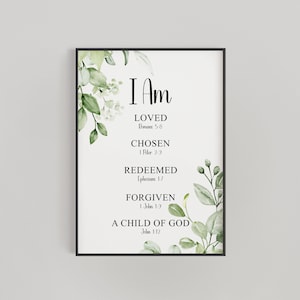 I Am Bible Verse Affirmation, Bible Affirmations, Printable Wall Art ...