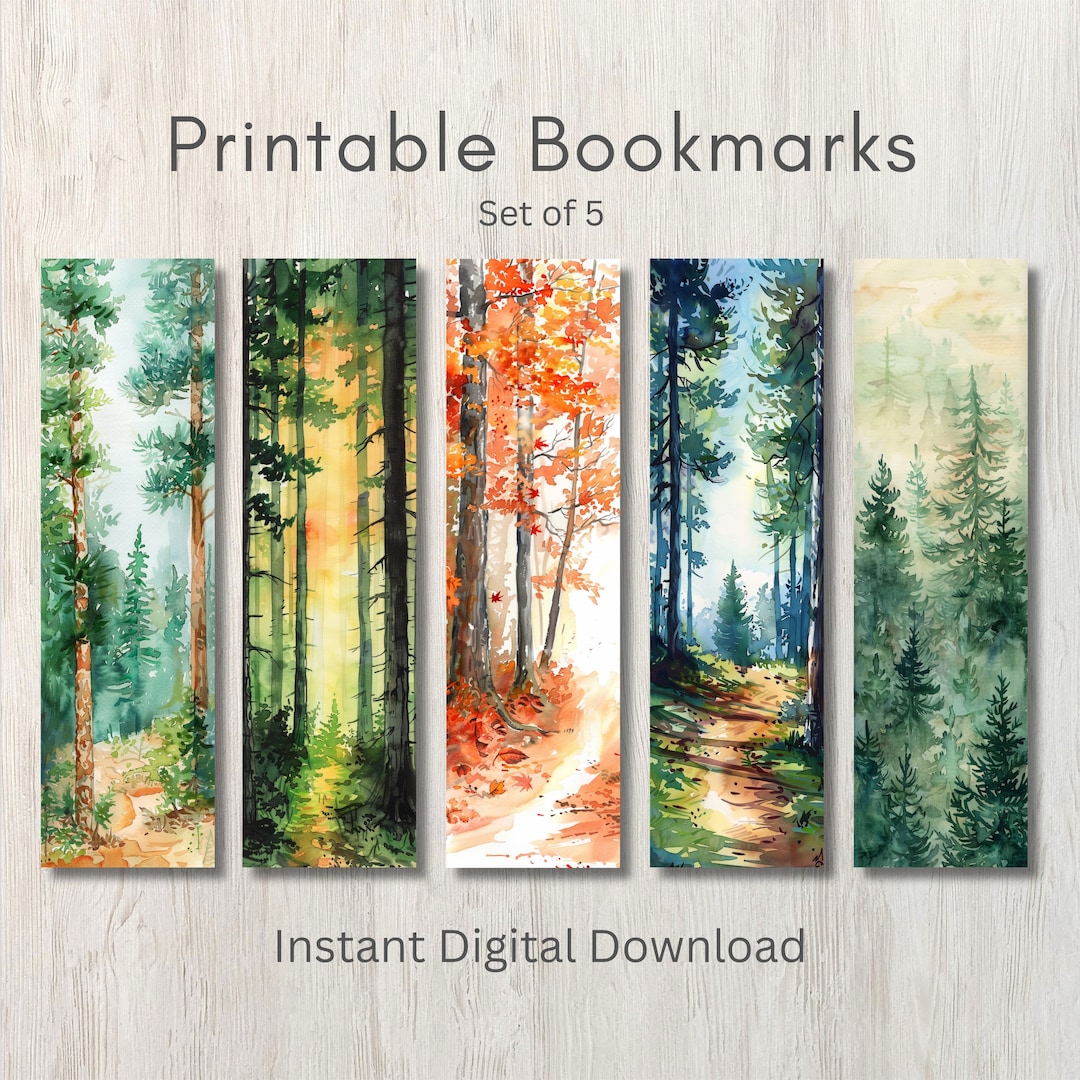 Printable Bookmarks, Landscape Bookmarks, Bookmark Set, Book Lover Gift ...