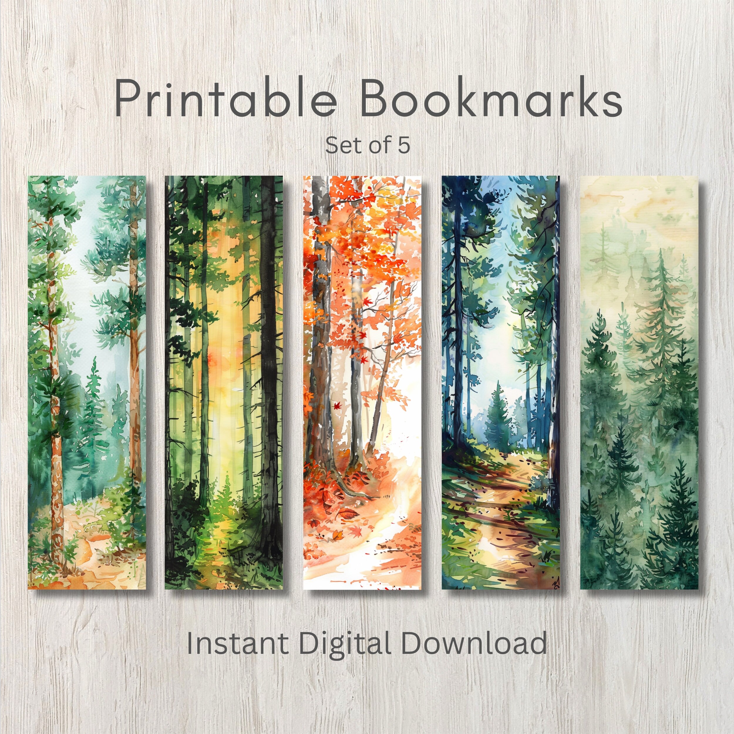 Printable Bookmarks, Landscape Bookmarks, Bookmark Set, Book Lover Gift ...
