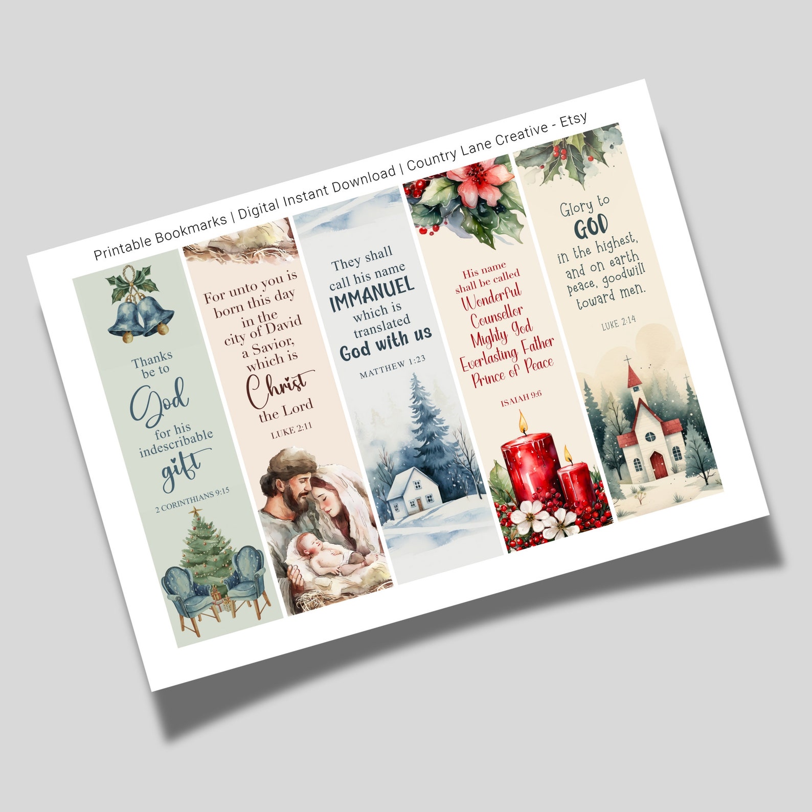 Christmas Printable Bookmarks Set With Bible Verses - Christian PNG ...