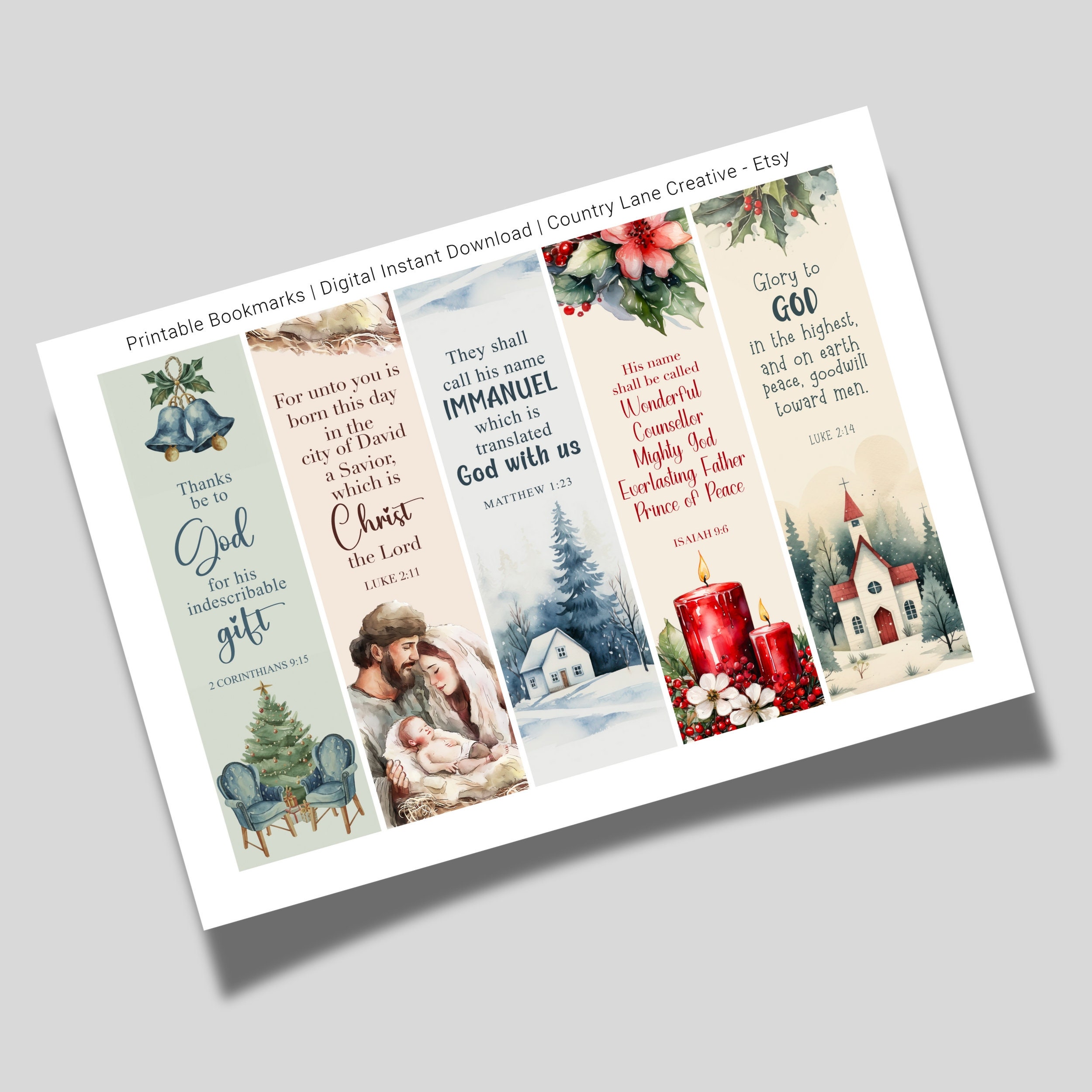 Christmas Printable Bookmarks Set With Bible Verses - Christian PNG ...