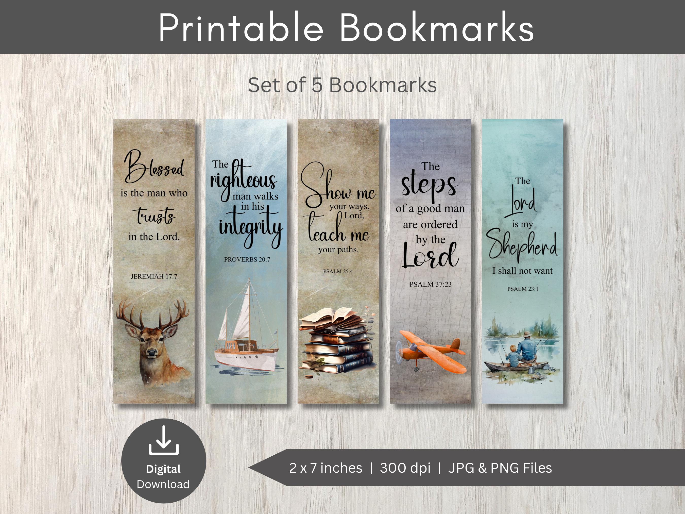Bible Verse Bookmarks for Men, Bible Verse Bookmark Set for Men ...